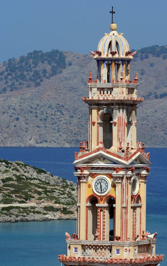 Monastery in Panormitis, Greece Stock Image - Image of island ...