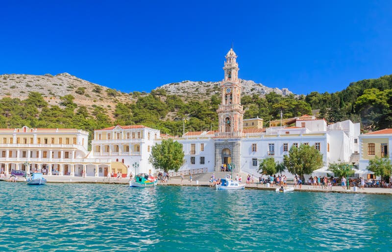 Monastery Panormitis. Symi Island Editorial Photo - Image of blue ...