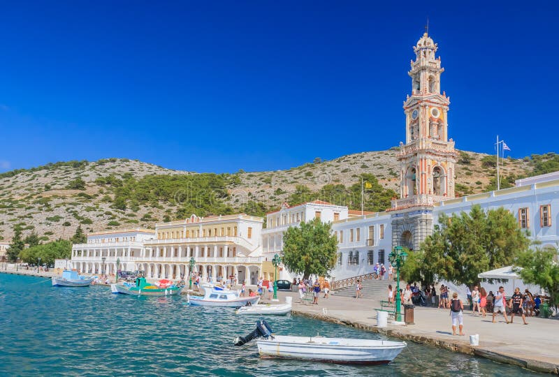 Monastery Panormitis. Symi Island Editorial Image - Image of panormitis ...