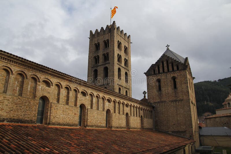 Monastery in Ripoll, Spain stock image. Image of romanesque - 96416565
