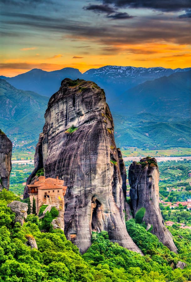 Monastery of Roussanou at Meteora in Greece Stock Image - Image of ...