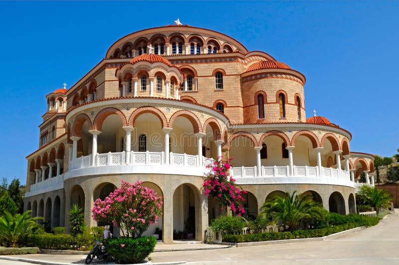 Monastery of Saint Nectarios Stock Photo - Image of orthodox, cross ...