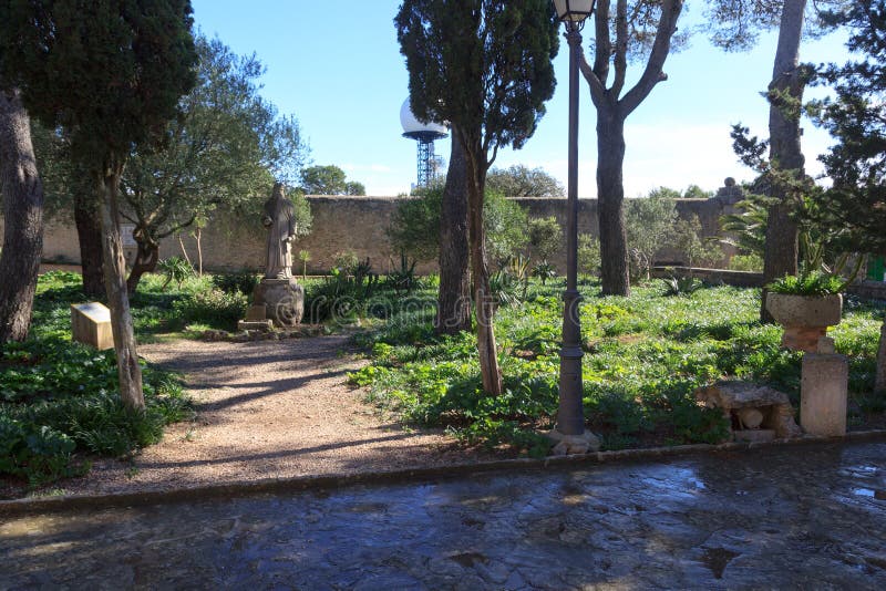 Monastery Santuari De Cura Statue on Puig De Randa, Majorca Stock Photo ...