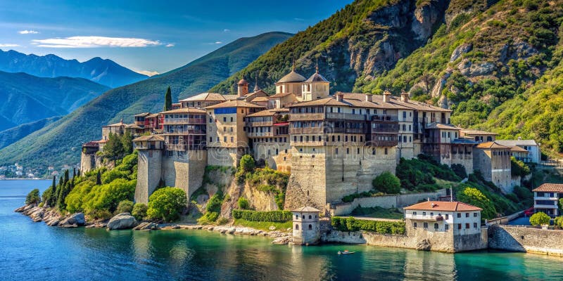 The Monastery of Simonopetra in Mount Athos Monastic Republic Greece ...