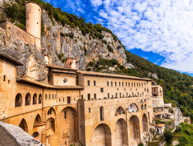 Monastery of St. Benedict Near Subiaco, Lazio, Italy Stock Image ...