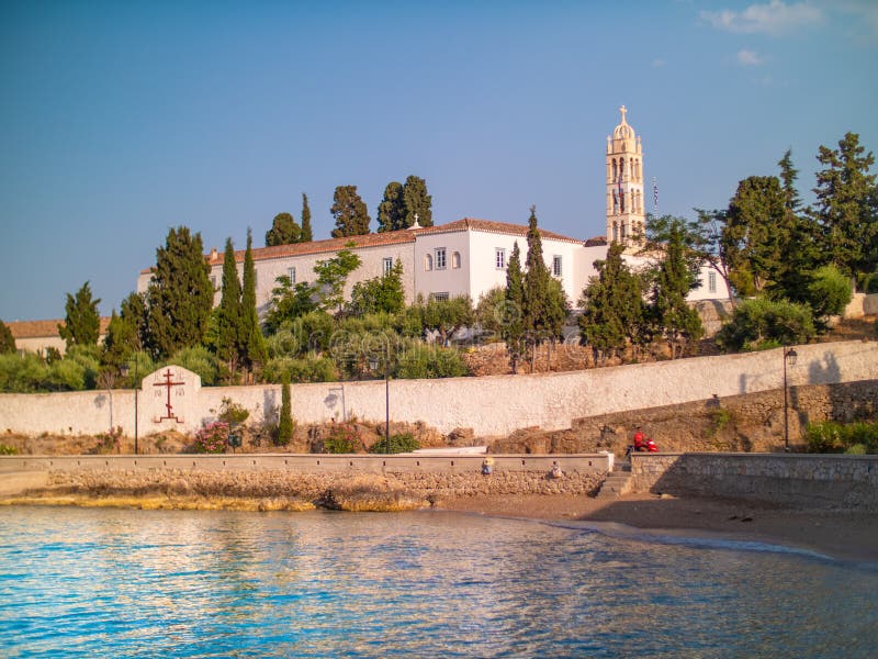 Monastery Surrounded by Trees in Spetses, Greece Stock Photo - Image of ...