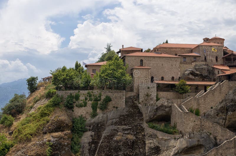 Monastery on Top of a Cliff in Meteora, Greece Stock Image - Image of ...