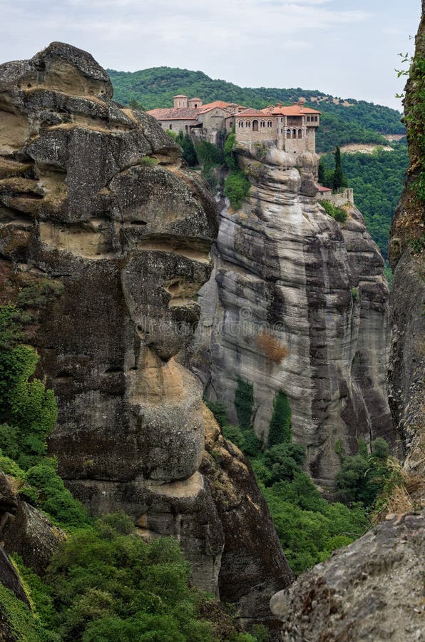 Monastery on Top of a Cliff in Meteora, Greece Stock Photo - Image of ...