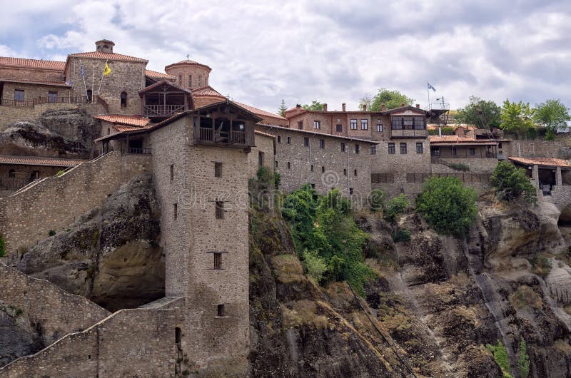 Monastery on Top of a Cliff in Meteora, Greece Stock Image - Image of ...
