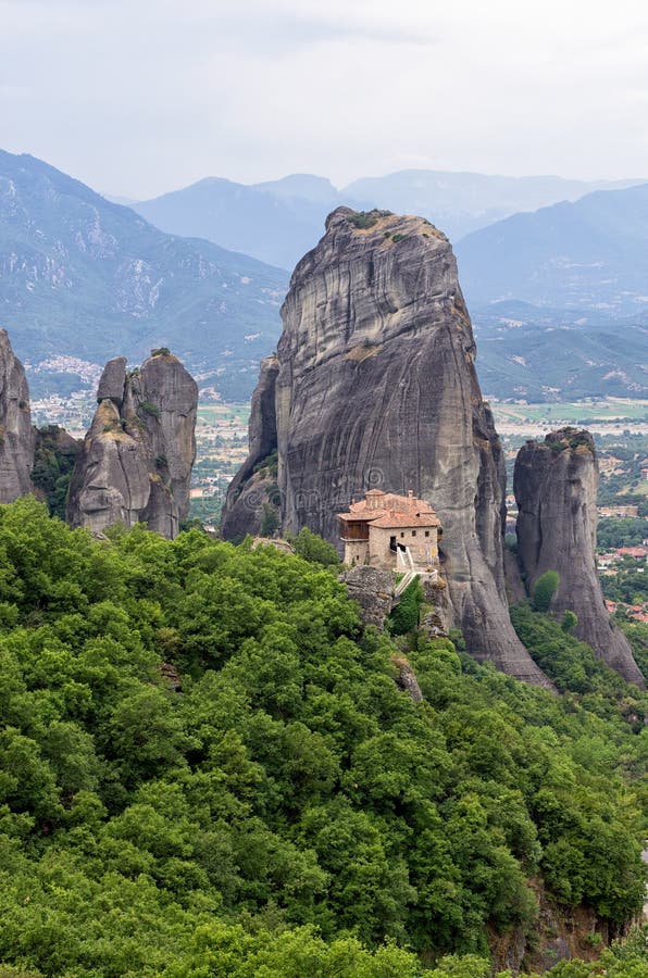 Monastery on Top of a Cliff in Meteora, Greece Stock Photo - Image of ...