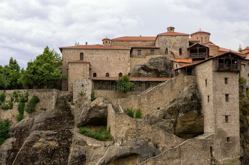 Monastery on Top of a Cliff in Meteora, Greece Stock Image - Image of ...