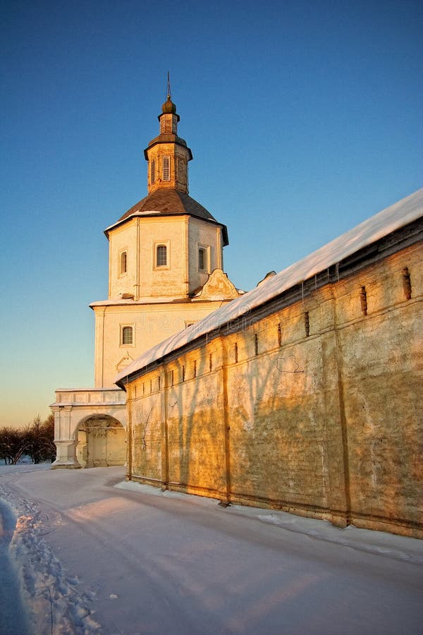 Monastery Wall in Sunset Lights Stock Image - Image of ancient, russian ...