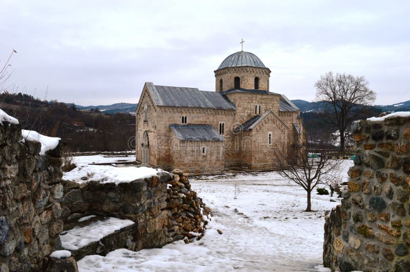 Monastery in Winter in the Snow Stock Image - Image of dome, plant ...