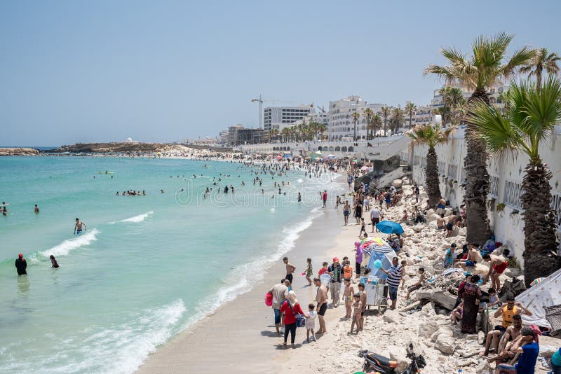 Beach In Monastir, Tunisia In Africa. Editorial Image - Image of blue ...