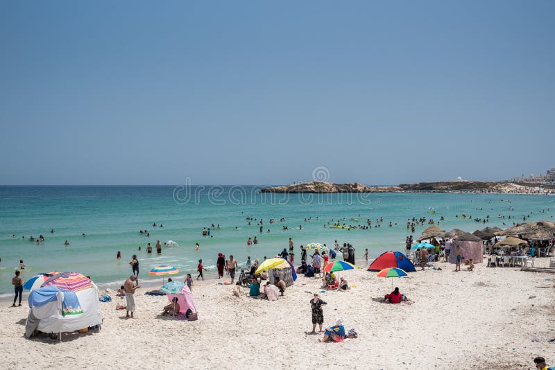 Beach in Monastir, Tunisia in Africa. Editorial Image - Image of blue ...