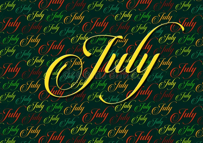 Monat Juli - Textvorlage stock abbildung. Illustration von pläne ...