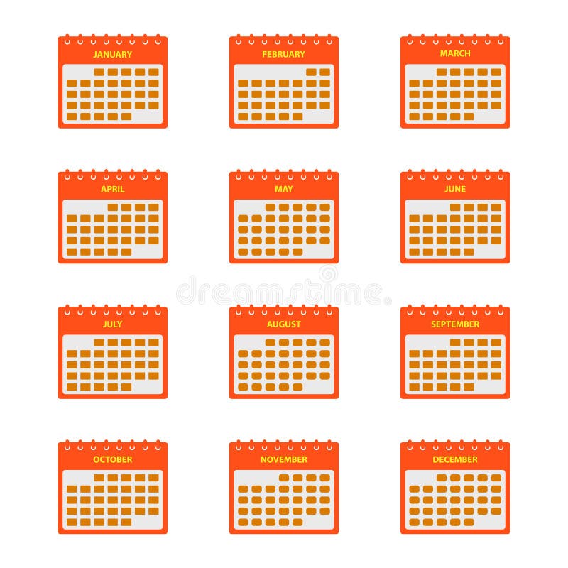 12 Monate Tragen Ikonensatz Ein Vektor Abbildung - Illustration von ...