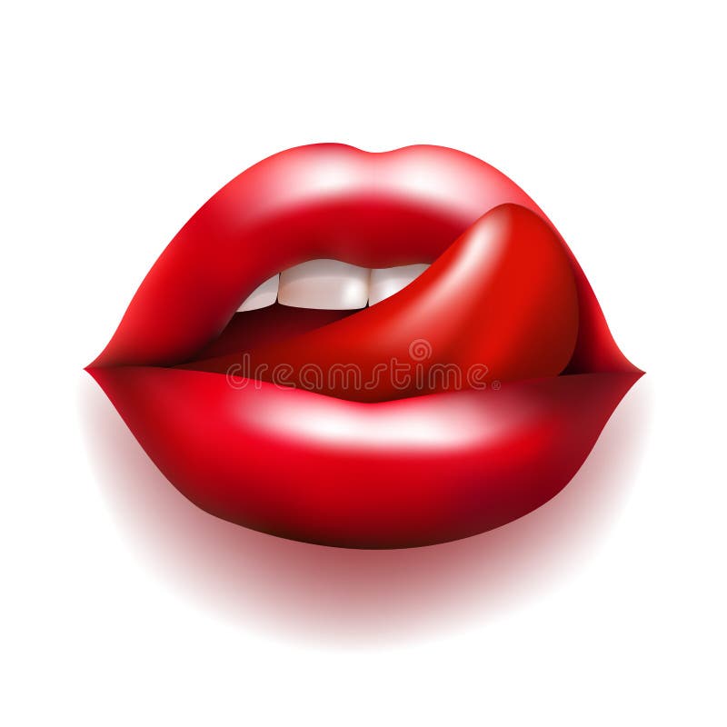 Mond Met Rode Lippen En Tong Vector Illustratie - Illustration of sluit ...
