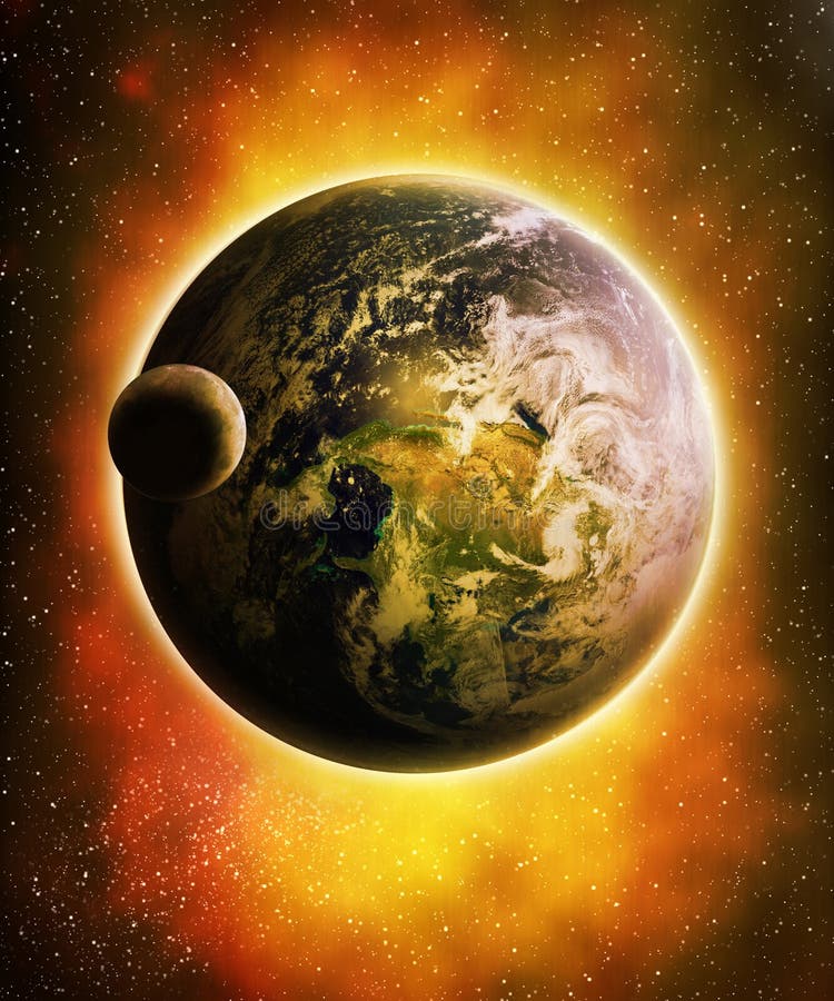 Der Mond Und Die Erde Vom Raum Vektor Abbildung - Illustration von ...