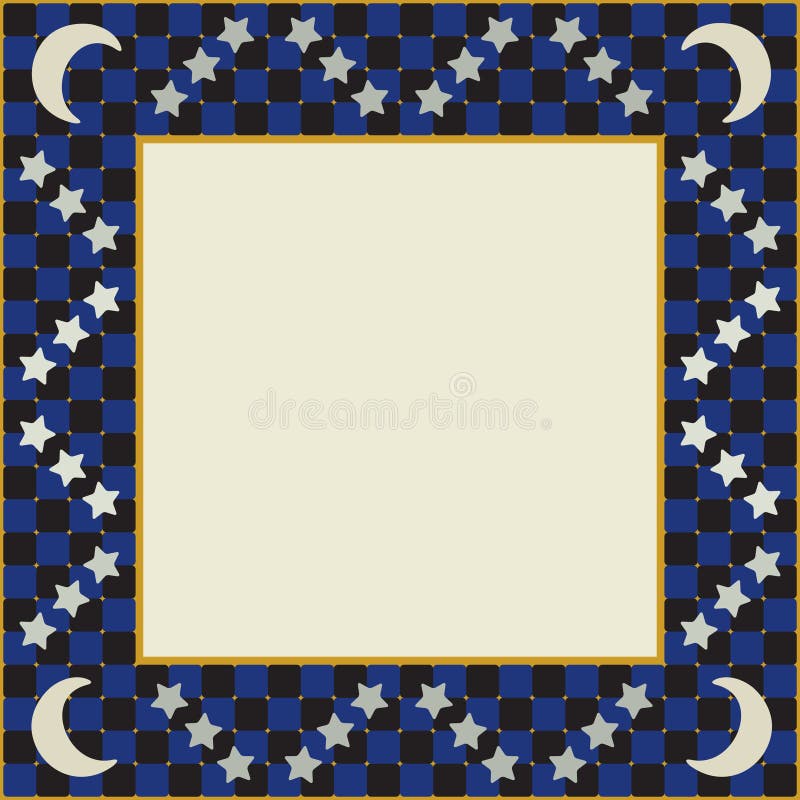 Mond-und Stern-quadratischer Rahmen Vektor Abbildung - Illustration von ...
