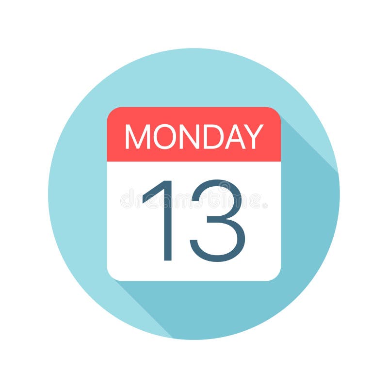 Monday 13 - Calendar Icon. Vector Illustration of One Day of Week Stock ...