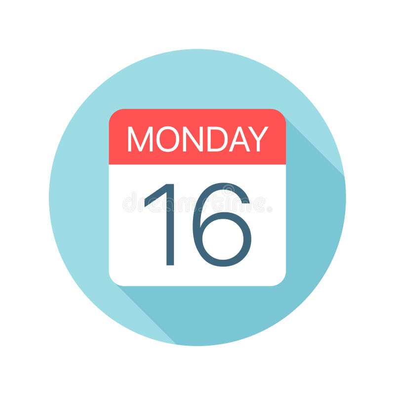 Monday 16 - Calendar Icon. Vector Illustration of One Day of Week Stock ...