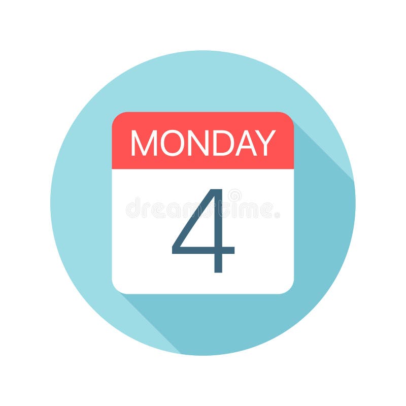 Monday 4 - Calendar Icon. Vector Illustration of One Day of Week Stock ...