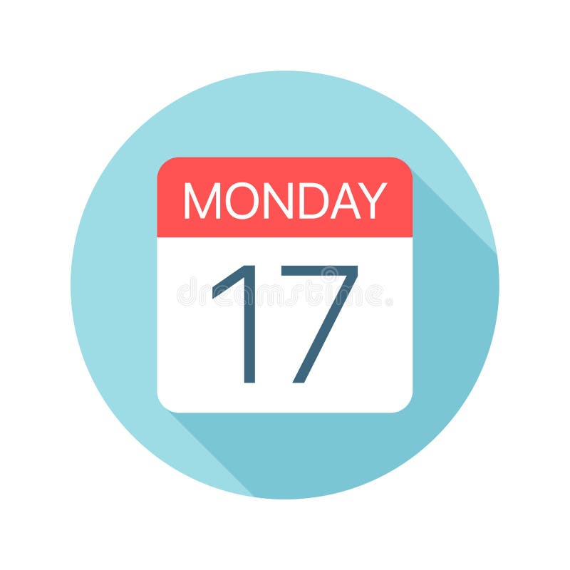 Monday 17 - Calendar Icon. Vector Illustration of One Day of Week Stock ...