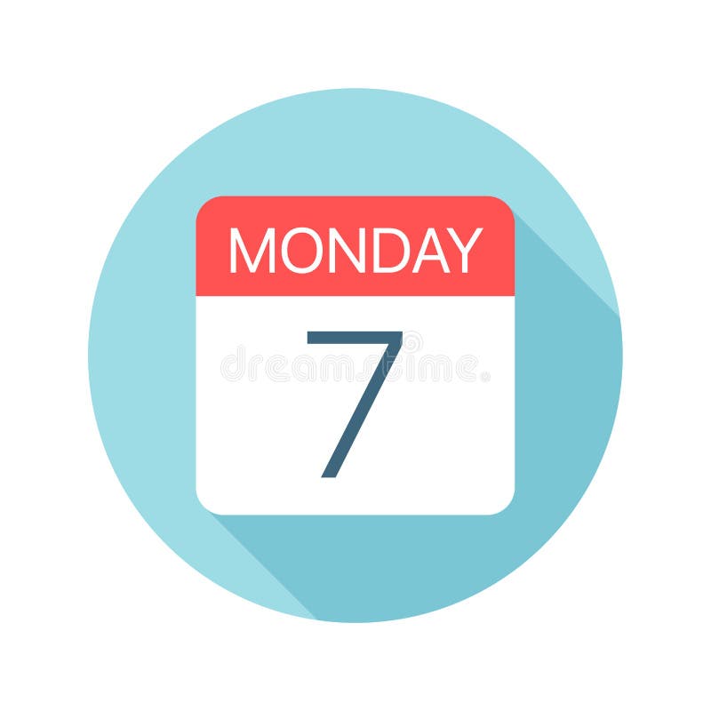 Monday 7 - Calendar Icon. Vector Illustration of One Day of Week Stock ...