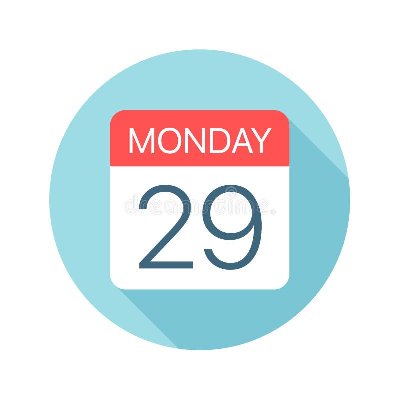 Monday 29 - Calendar Icon. Vector Illustration of One Day of Week Stock ...