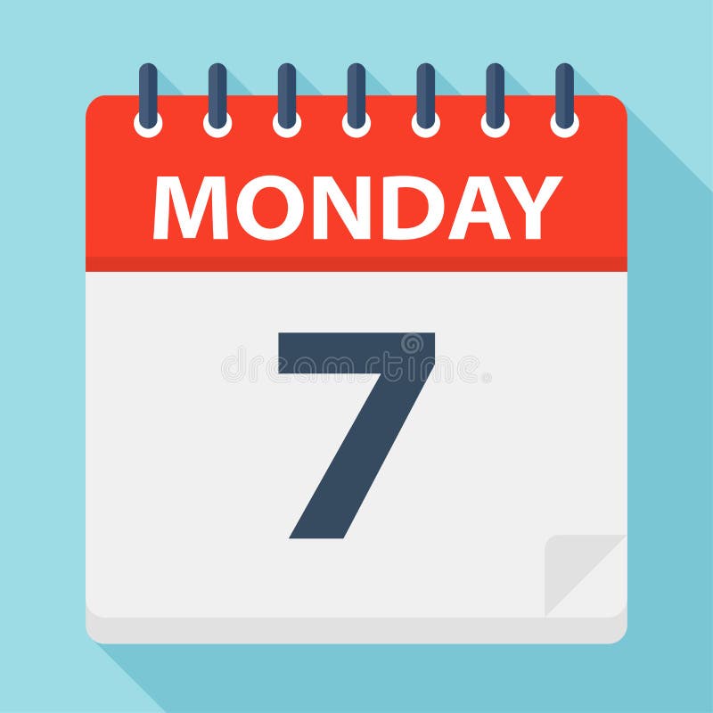 Monday 7 - Calendar Icon. Vector Illustration of Week Day Paper Leaf ...