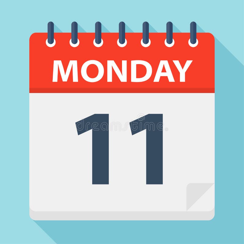 Monday 11 - Calendar Icon. Vector Illustration of Week Day Paper Leaf ...