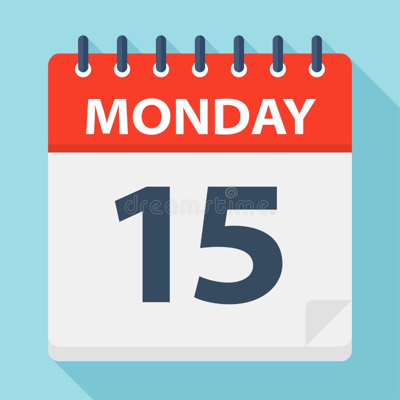 Monday 15 - Calendar Icon. Vector Illustration of Week Day Paper Leaf ...