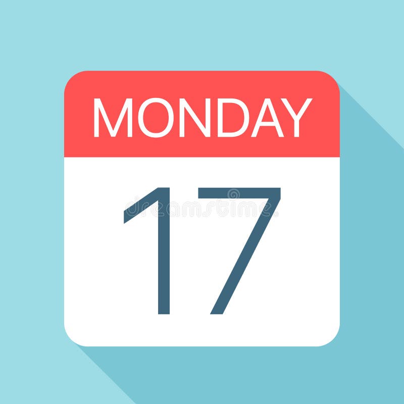 Monday 17 - Calendar Icon. Vector Illustration of Week Day Paper Leaf ...