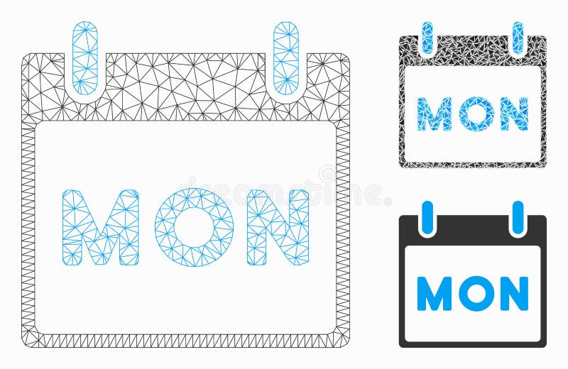 Monday Calendar Page Vector Mesh Carcass Model and Triangle Mosaic Icon ... Monday Calendar Page Vector Mesh Carcass Model and Triangle Mosaic Icon ...