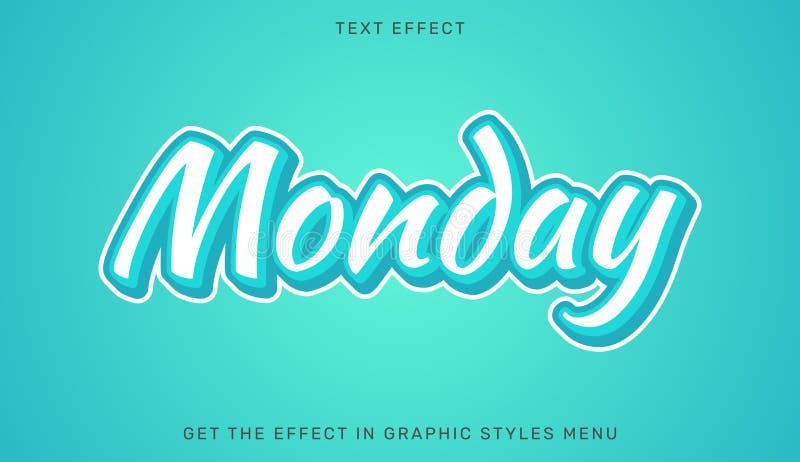Monday Editable Text Effect in 3d Style Stock Vector - Illustration of ...