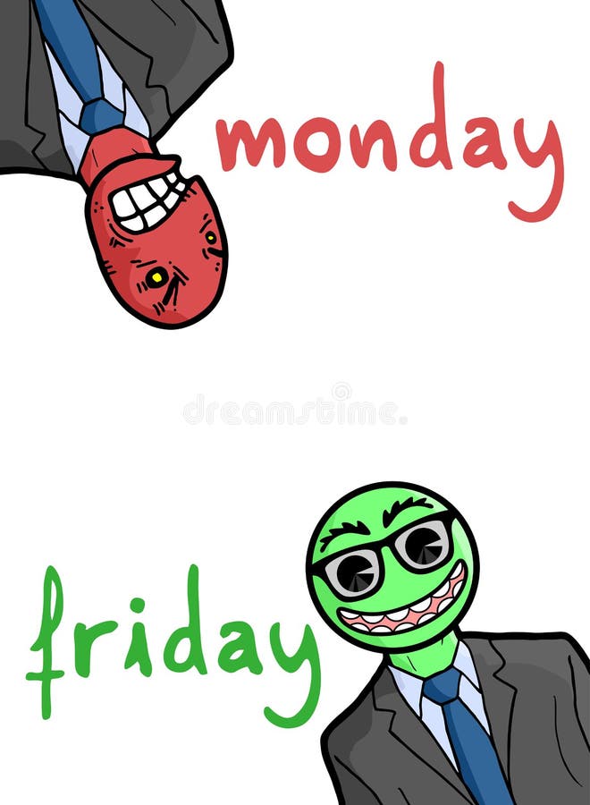 Monday and Friday Reactions Stock Vector - Illustration of reactions ...