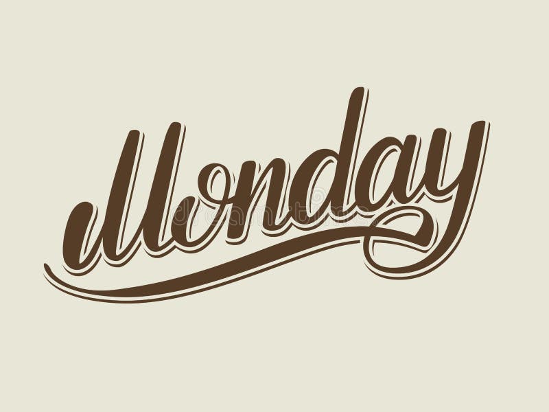 Monday Hand Lettering Vector Illustration Stock Vector - Illustration ...