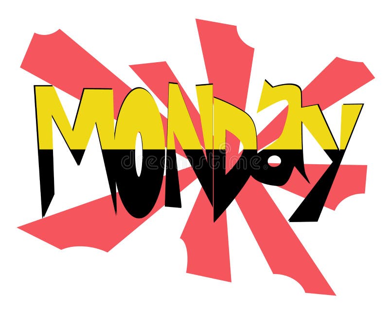 Monday Lettering Model Illustration in Freestyle and Color Stock ...