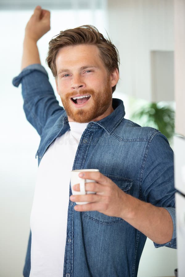 Monday Morning Man Drinking Coffee Stock Photo - Image of eyes, coffee ...