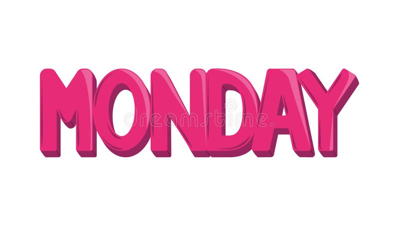 Monday pink calligraphy stock illustration. Illustration of work ...