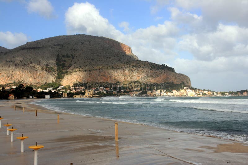 Mondello Beach, Island of Sicily, Italy Stock Image - Image of scenery ...