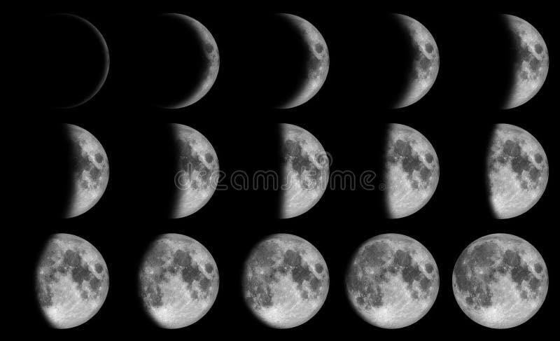 Mondphasen stockfoto. Bild von stufe, änderung, voll - 33180964