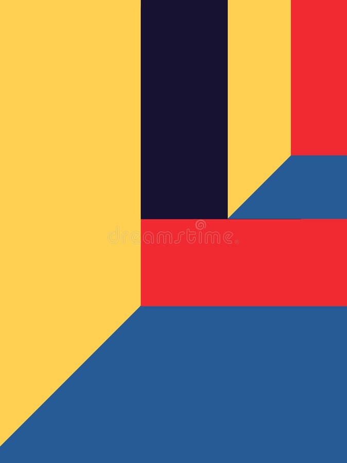 Mondrian Color Style Geometric Structure Pattern in Perspective and 3d ...