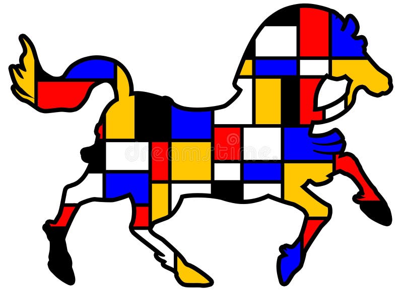 Mondrian horse stock illustration. Illustration of lines - 69735060