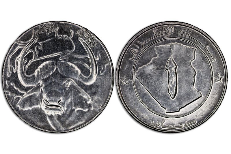 Moneda De 1 Dinar Argelina Con Fondo Blanco Foto de archivo - Imagen de ...