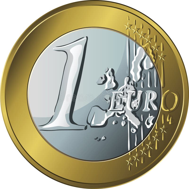 Moneda De Oro Del Dinero Del Vector Un Euro Ilustración del Vector ...