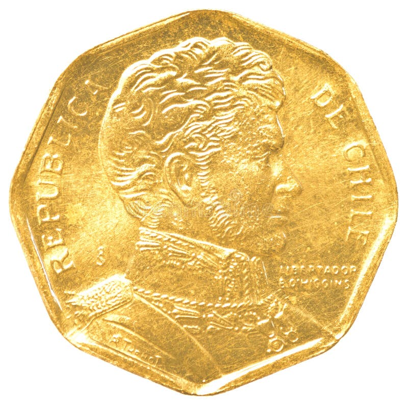 Moneda de 5 Pesos chilenos imagen de archivo. Imagen de pago - 91488701