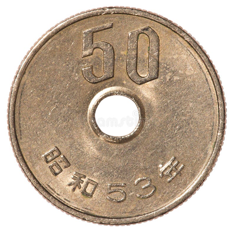 Moneda De 50 Yenes Japoneses Imagen de archivo - Imagen de moneda ...