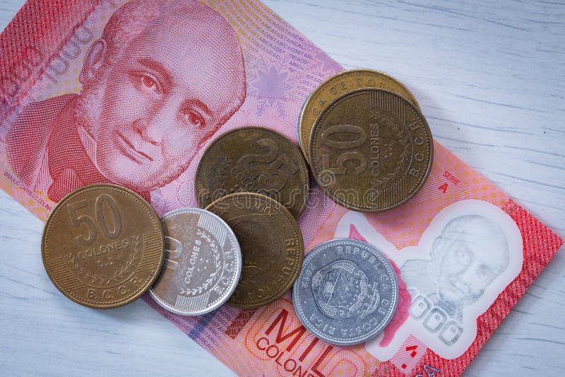 Moneda en Costa Rica foto de archivo. Imagen de divisa - 136512380